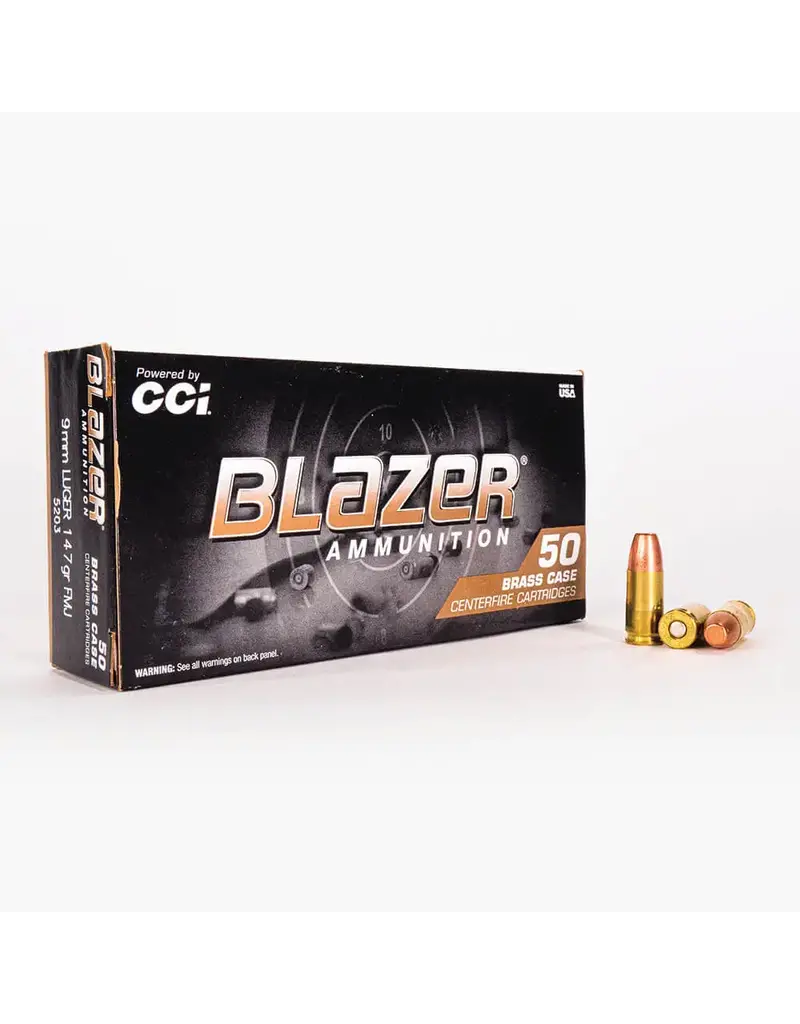 Ammunition: CCI Blazer Brass Ammo 9MM LUGER 147gr FMJ Box of 50 (5203 ...